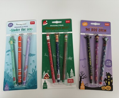 Legami Boo Crew Naughty Nice Christmas & Under The Sea Erasable Pens ...