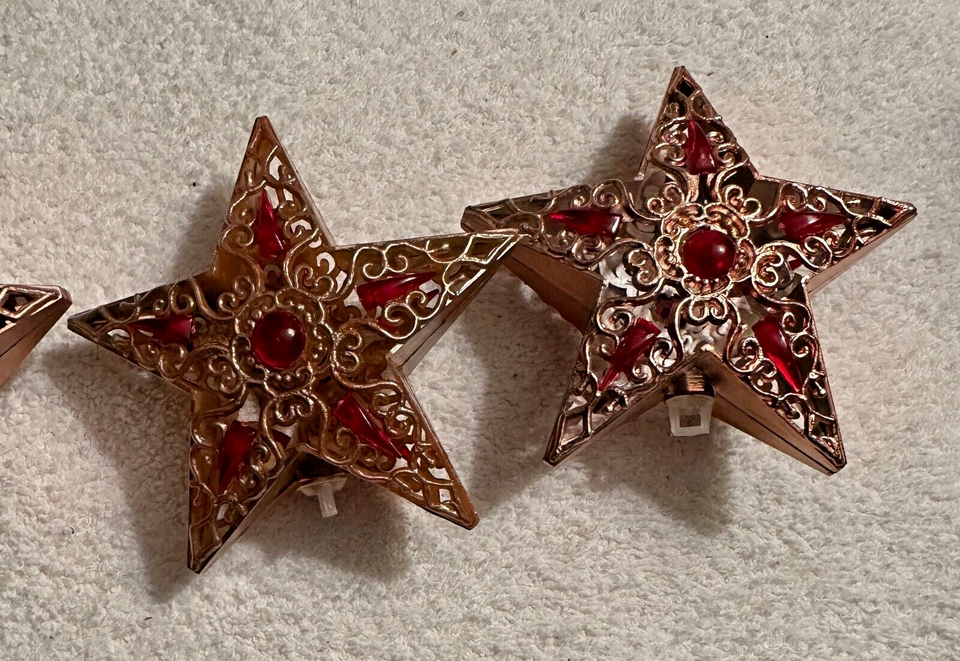 4 Vintage Plastic Jeweled Star Christmas String Light Covers 3 3/4 ...