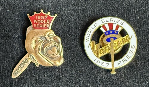 1957 MLB World Series Press Pins - Milwaukee BRAVES & New York Yankees ...