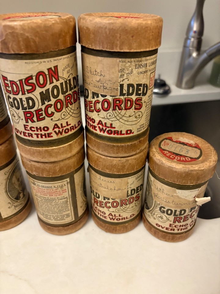 Antique Thomas Edison Gold Moulded Records Phonograph Collection of 17 ...