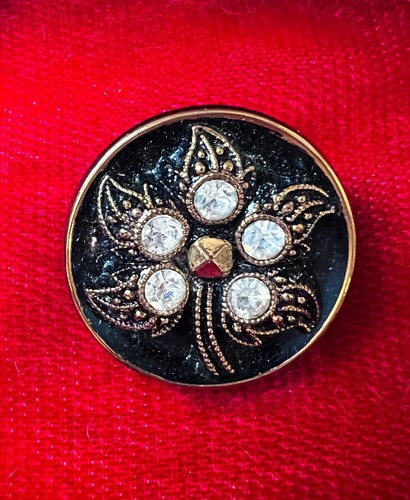 1880s Victorian Black Glass Gold Luster Picture Button Antique Paste ...