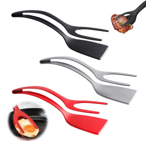 2-in-1 Non Stick Grip Flipper Pancake Fried Egg Spatula Clamp Turner ...