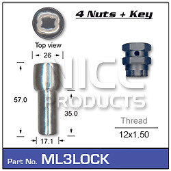 NICE PRODUCTS Lock Nuts (set of 4) ML3LOCK ML3LOCK | eBay Australia