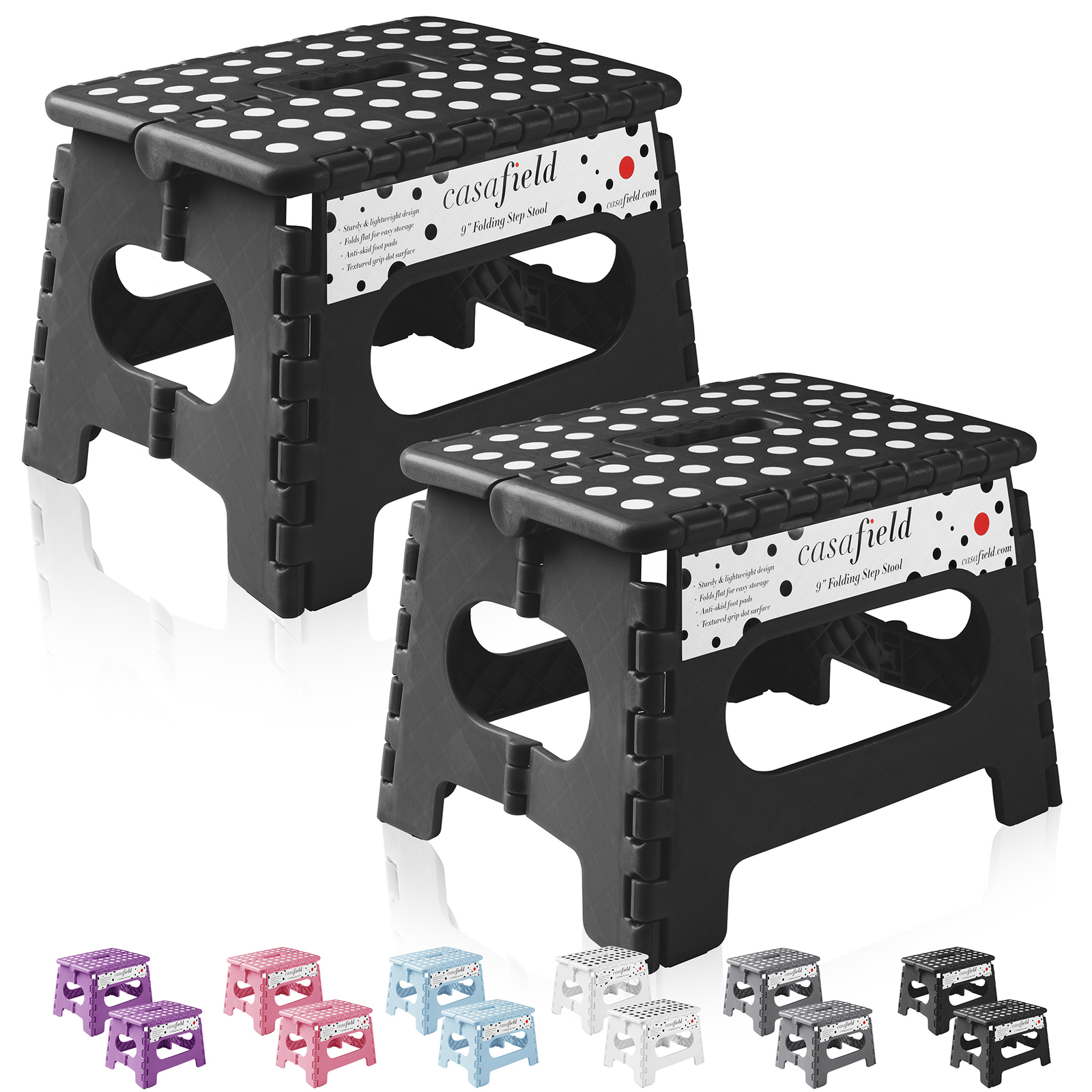 2 Pack - Collapsible Folding Plastic Kitchen Step Foot Stools with ...