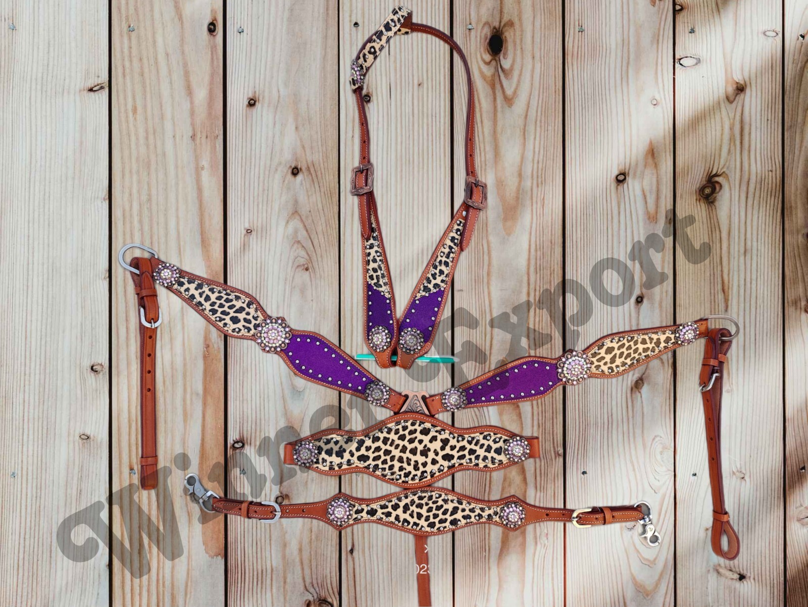 Purple with Cheetah Tack Set | eBay