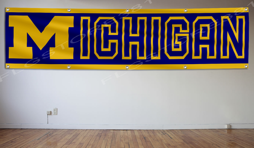 Michigan Wolverines Banner 2X8 Ft Flag Football The Victors Maize and ...