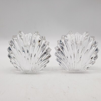 Art Deco Clamshell Crystal Taper Candle Holder (2) | eBay