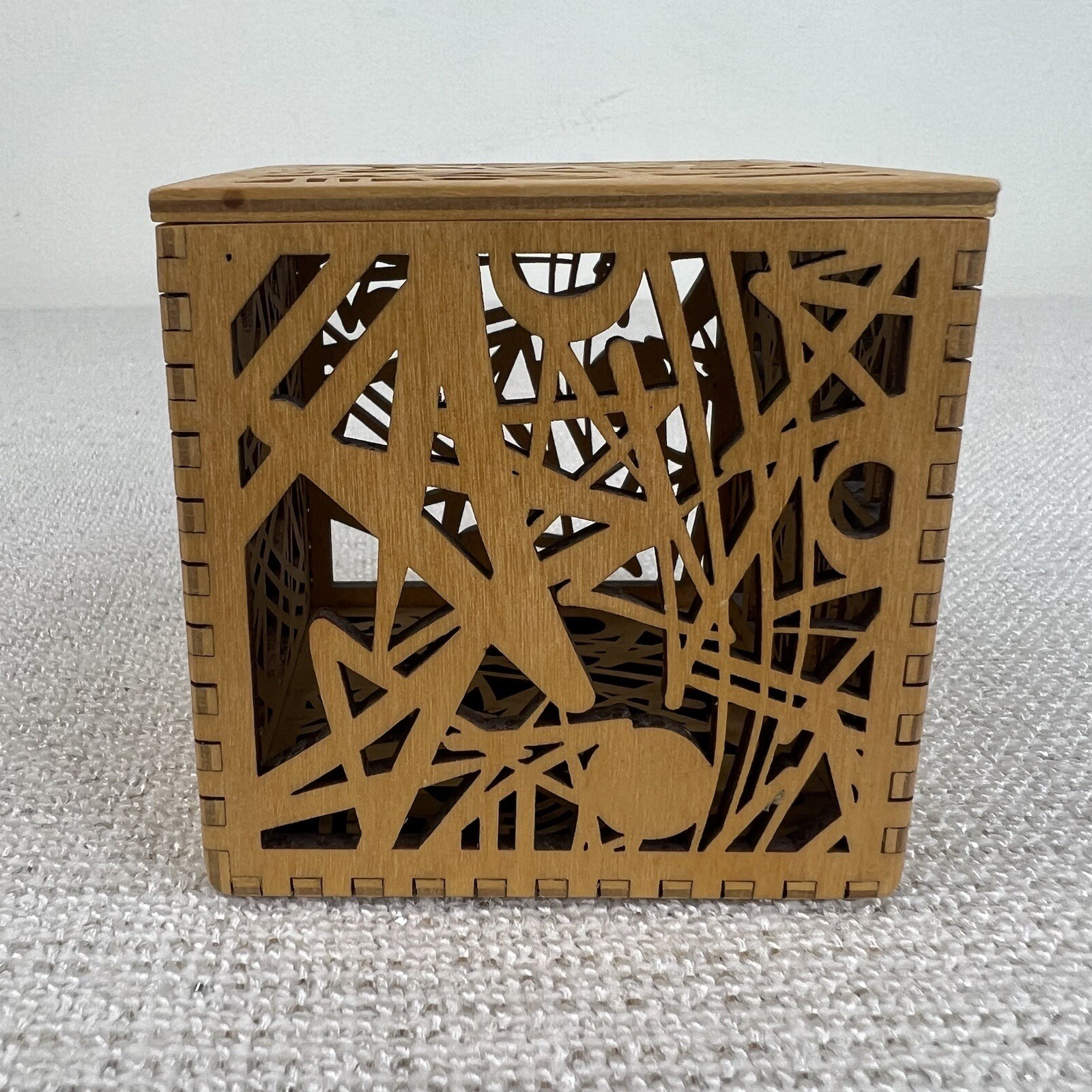 Cedar Street Design Wood Laser Cut Art Stripey Box With Lid Top Retail ...