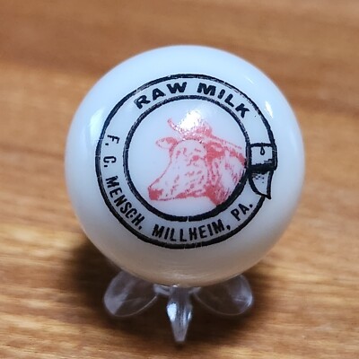 F.C. MENSGH DAIRY RAW MILK ADVERTISING MARBLE 1" & STAND MILLHEIM PA ...