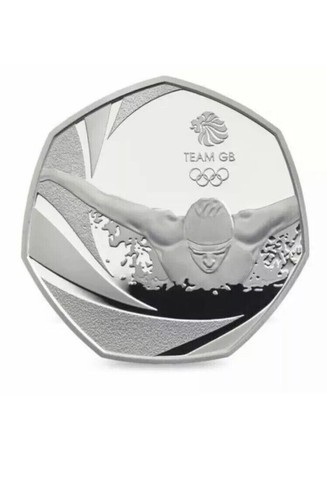 50p Coin 2016 Olympic Swimmer Swimming Swim Aquatics Team GB Circulated ...