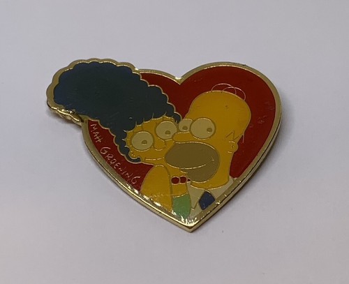 The Simpsons Homer Marge Heart Matt Groening 1990 Fox Films Lapel Pin ...