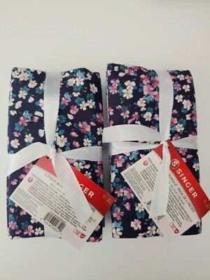 Singer Cotton Fabric Fat Quarters Lot of 2 Purple Multi Floral Pink ...