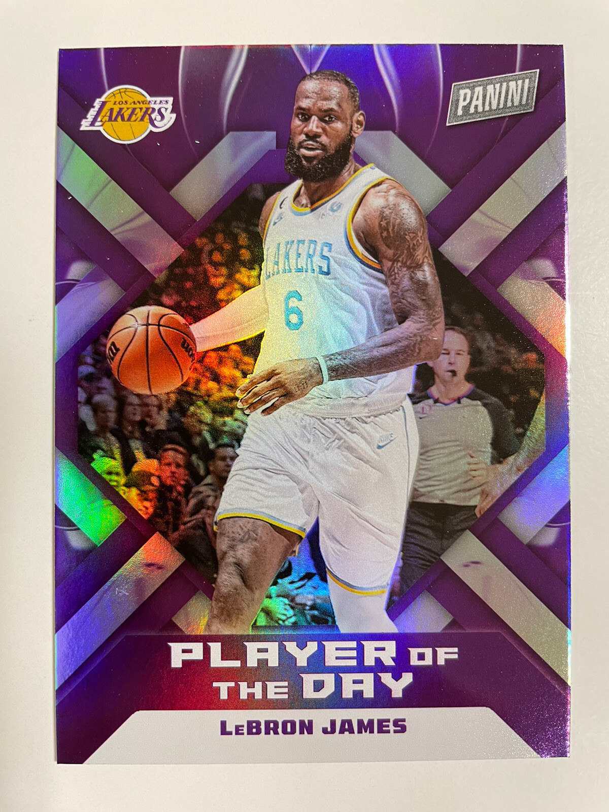 Lebron James 2022-23 Panini Player Of The Day Purple Foil Color Match Lakers | eBay