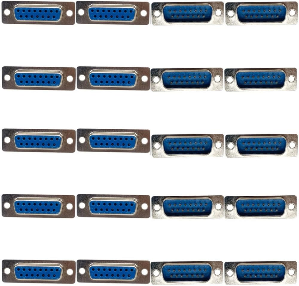20PCS DB15 Male and Female Solder Type Connector, RS232 Serial 15 Pin D ...