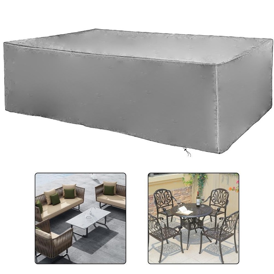 Silver Patio Table and Chair Cover Rainproof with Secure Buckles ...