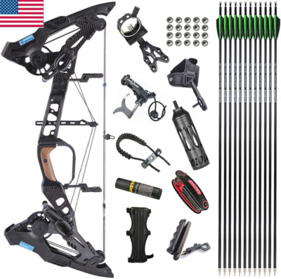 Compound Bow Set Steel Ball Arrows Hunting 21.5lbs-60lbs Dual-use ...