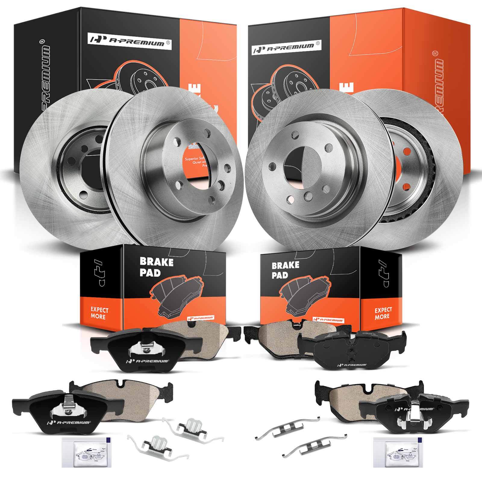 Front & Rear Disc Brake Rotor & Ceramic Brake Pads for BMW 325i E90 ...