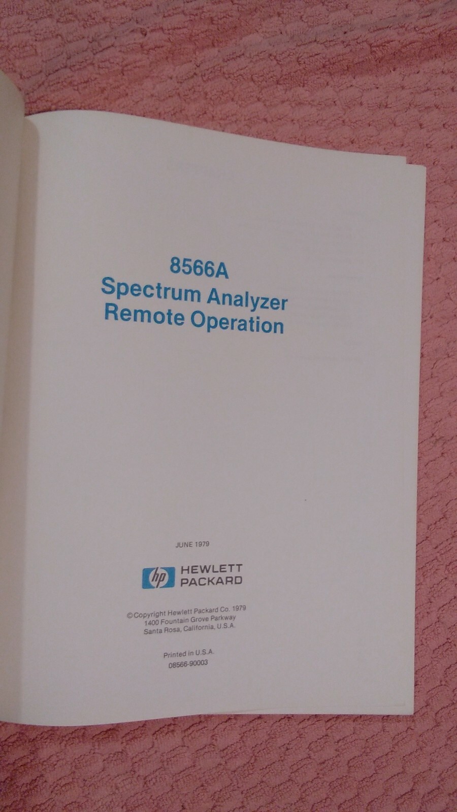 HP 8566A Spectrum Analyzer Remote Operation Manual 08566-90003 | eBay
