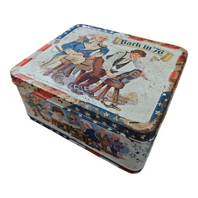 Vintage Old Antique Iron Multi-Color Embossed Back In 76 Lunch Box ...