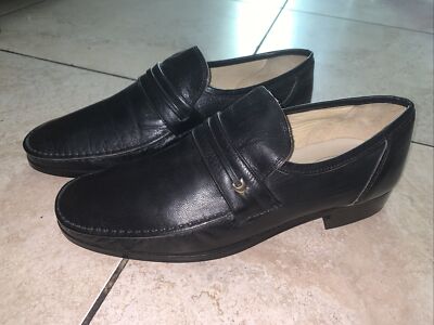 M&S St Michael Leather Loafer Shoes Black Vintage Made in England UK 8 ...