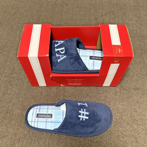 Club Room Men's Slippers #1 Papa Dad Father's Indoor/Outdoor Blue Size ...
