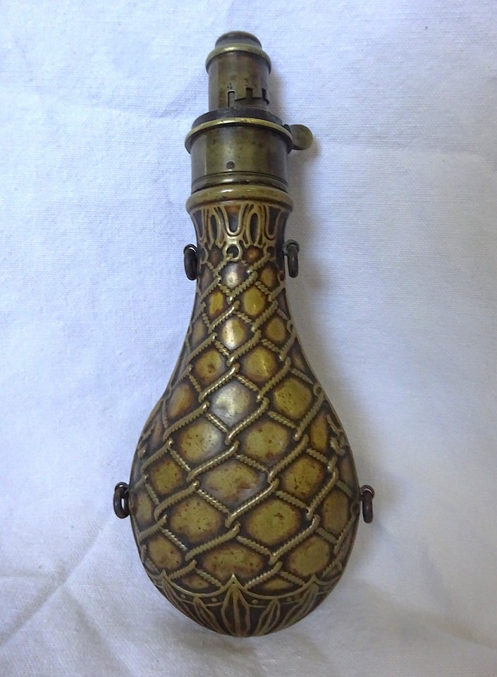 Rare Antique Brass Rifle Shotgun Powder Flask Black Powder Hunting | eBay