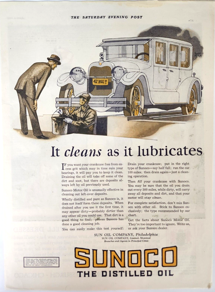 Sunoco Distilled Oil Vintage Ad 1925 Magazine Art Print Automobile ...