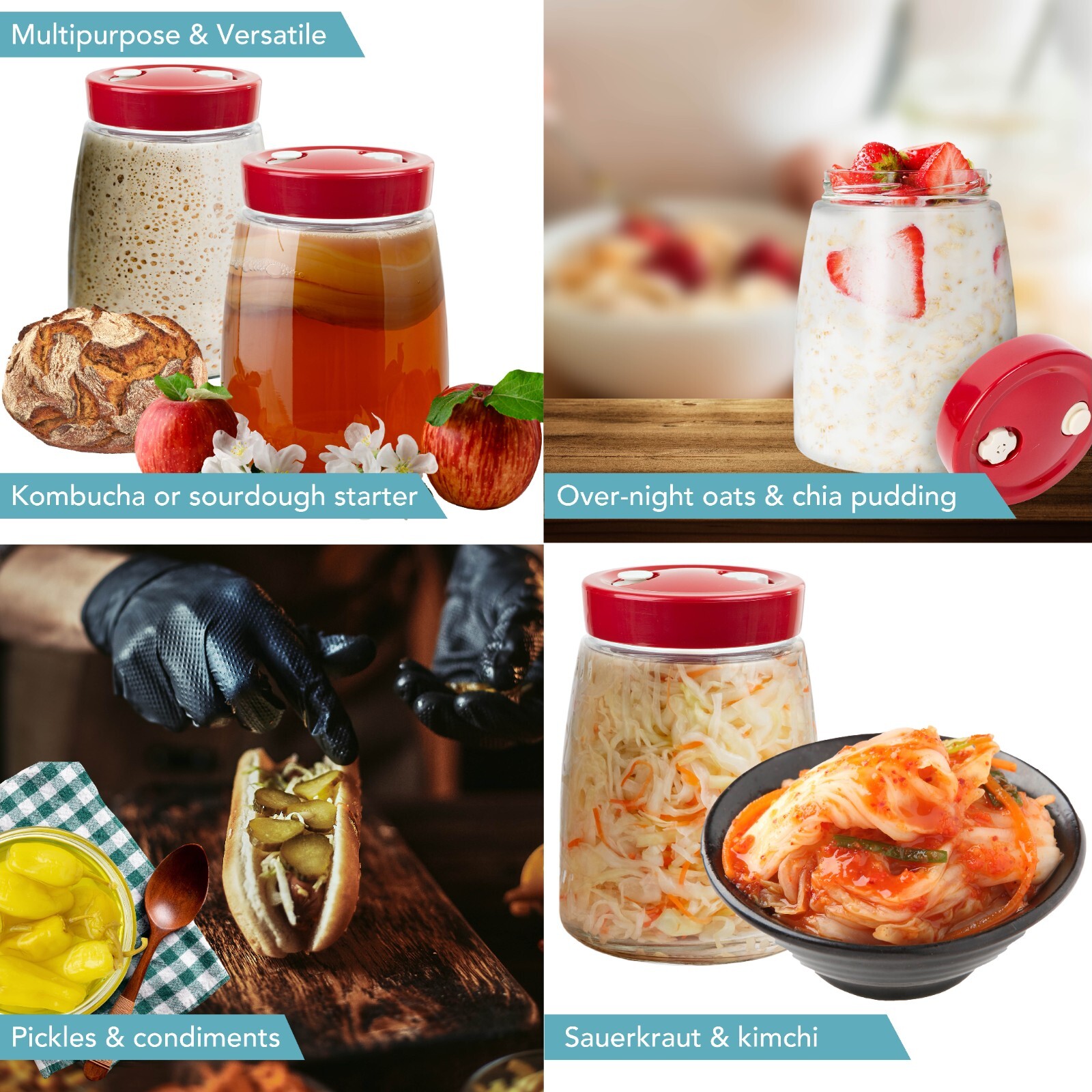 2 x Fermenting Jar Vent Fermentation One-Way Air Release Storage ...