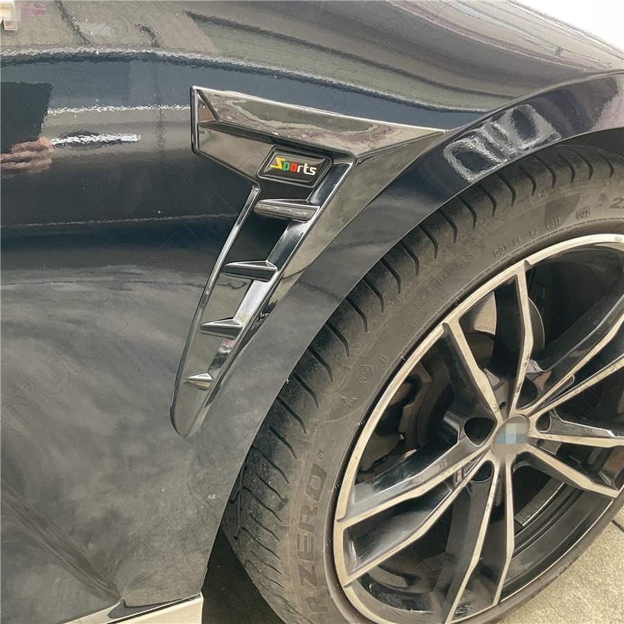 2pcs Glossy Black Car Side Wing Air Flow Fender Grill Intake Vent Trim ...