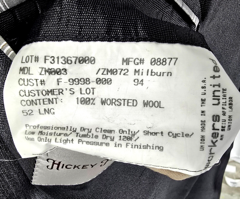 Hickey Freeman Worsted Wool Sport Coat Blazer Gray Herringbone 52 Long ...