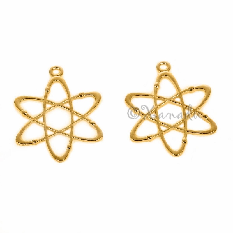 Atom Charms 33mm Wholesale Gold Science Physics Pendants C7381 - 5, 10 ...