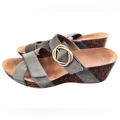 Dansko Susie Nubuck Wedge Sandal 41/10.5-11 Smokey Blue Comfort ...