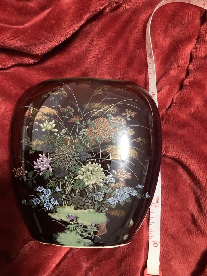Vintage Yamajl Black Porcelain Flower Bird Vase Japan 7" | eBay