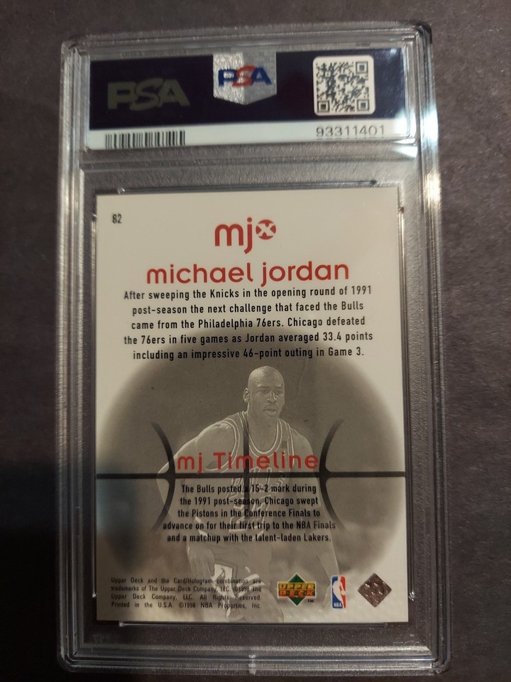 1998 UD MJx MICHAEL JORDAN MJ TIMELINE #82 2nd Half PSA 10 LOW POP ...