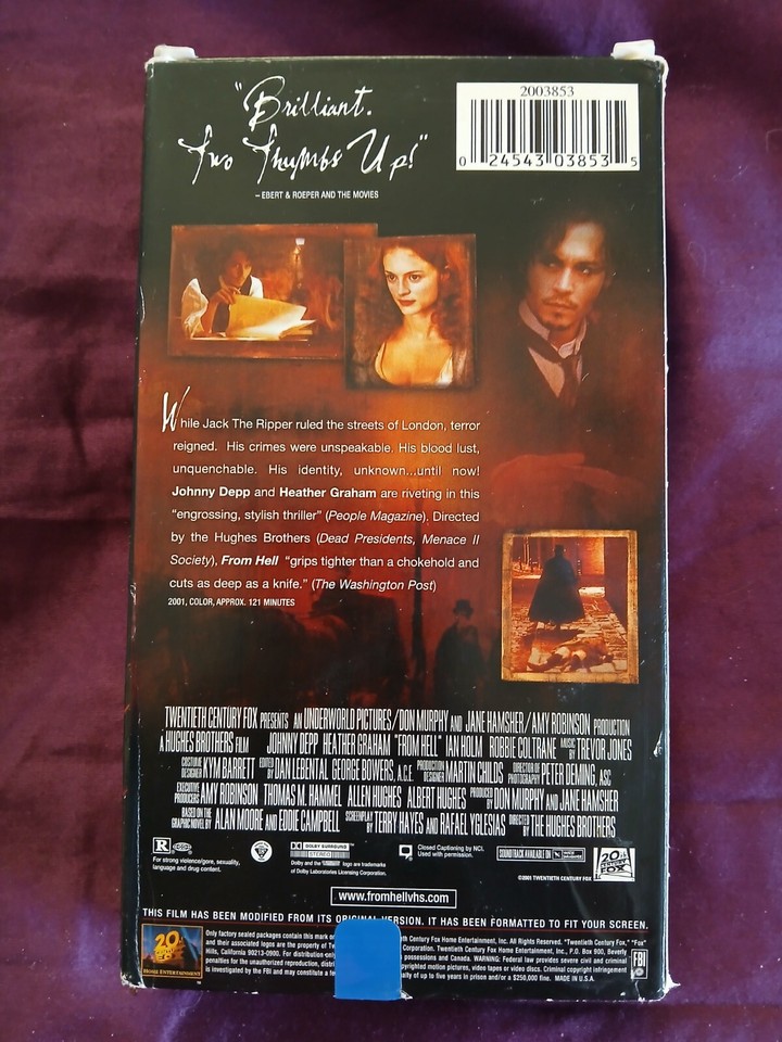 From Hell (VHS 2002) Johnny Depp & Heather Graham 24543038535| eBay