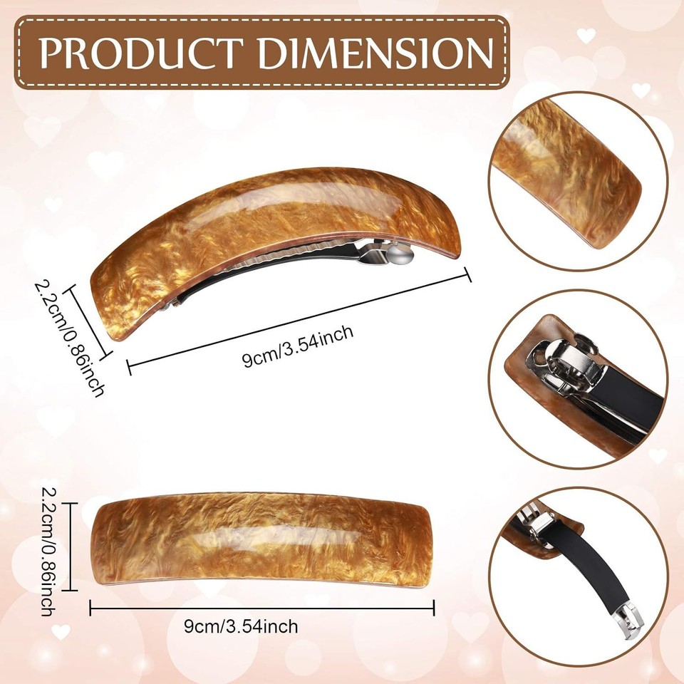 6 Pcs Acrylic Large French Hair Barrettes Clips for Women Thick Hair ...
