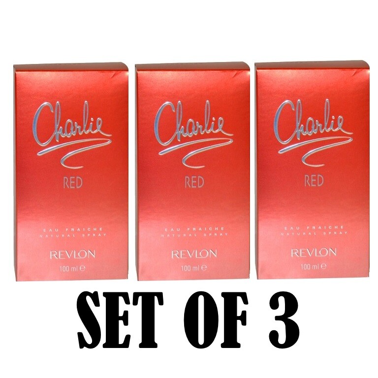 Charlie Red By REVLON Eau De Toilette 3.4 oz / 100 ML Spary (SET OF 3 ...