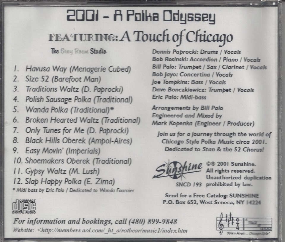 A TOUCH OF CHICAGO "2001 A Polka Odyssey" NEW SEALED POLKA CD Last one ...