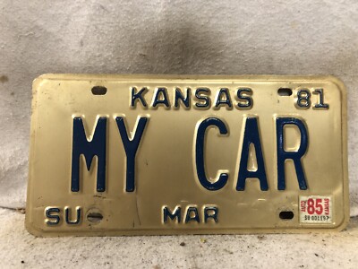 1981 Kansas Vanity License Plate “MY CAR” | eBay