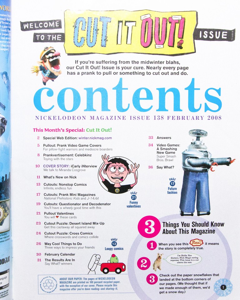 Vtg NICK Nickelodeon Magazine Issue # 138 | FEB 2008 | iCarly / Miranda ...