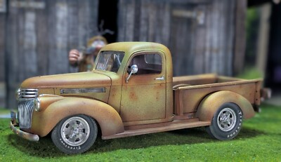 1/18 diecast 1946 Chevy pickup truck Offy 270 rusty weathered Bob's ...