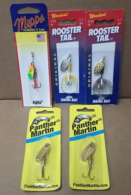5pc Yakima Bait Wordens l Rooster Tail Spinner Mepps, Pather Martin ...