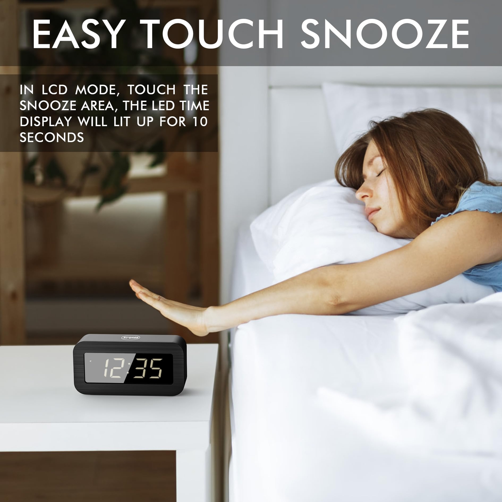 Digital Alarm Clock With Hybrid Led/lcd Time Display Battery Operated ...