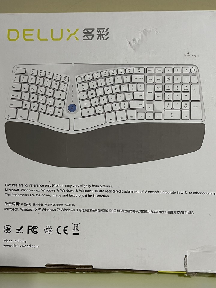 DELUX GM901D Wireless Split Ergonomic Keyboard 2.4G USB Bluetooth w ...