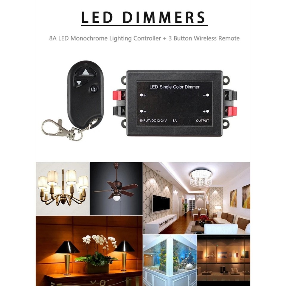 8A 12V 24V DC Single Color LED Strip Light Dimmer 1-Channel PWM ...