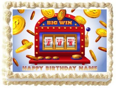 SLOT MACHINE Casino Edible cake topper image Party | eBay
