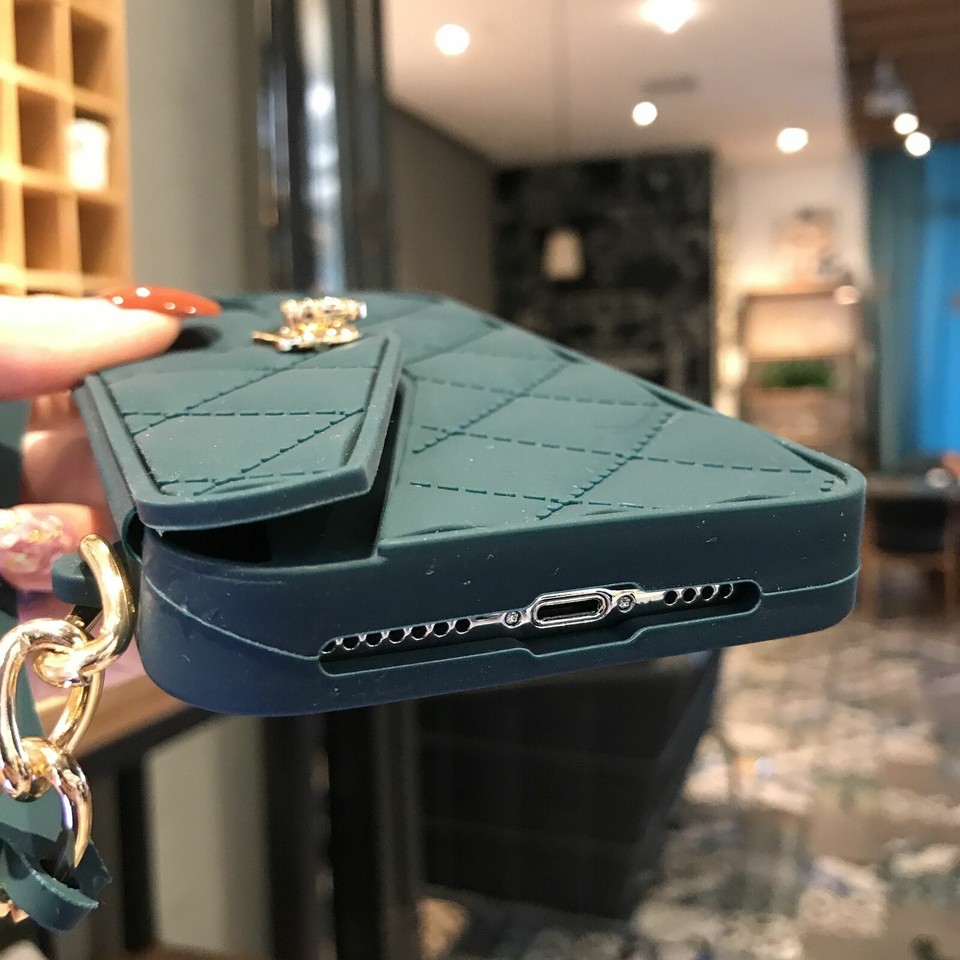 For iPhone 16 15 14 13 12 Pro Max 11 XR 8 Handbag Chain Wallet Strap ...