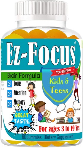 Kids Brain Focus Chewable Gummies Supplements, Attention & Memory Help ...