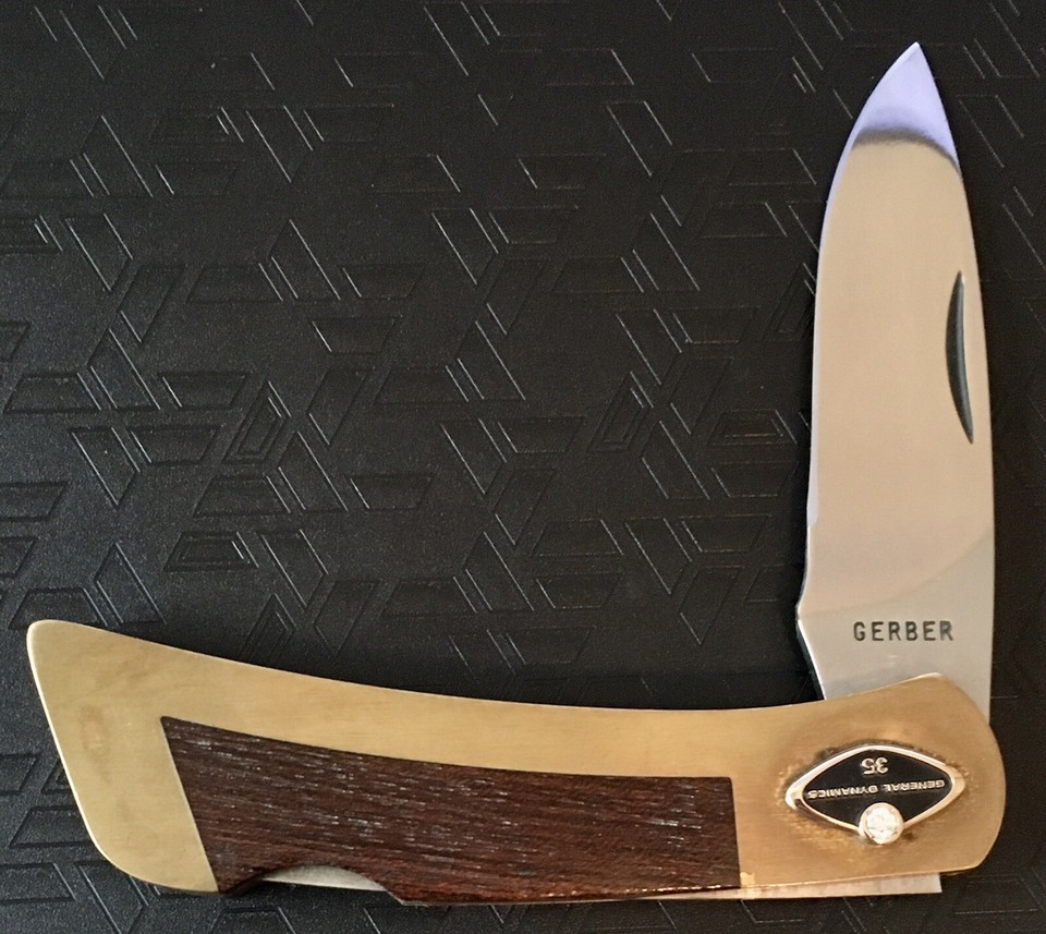 Vintage Gerber Lockblade Knife - General Dynamics 35 Anniv / .25ct ...