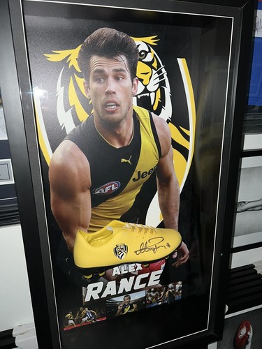 AFL RICHMOND TIGERS ALEX RANCE HAND SIGNED & FRAMED FOOTBALL BOOT ...